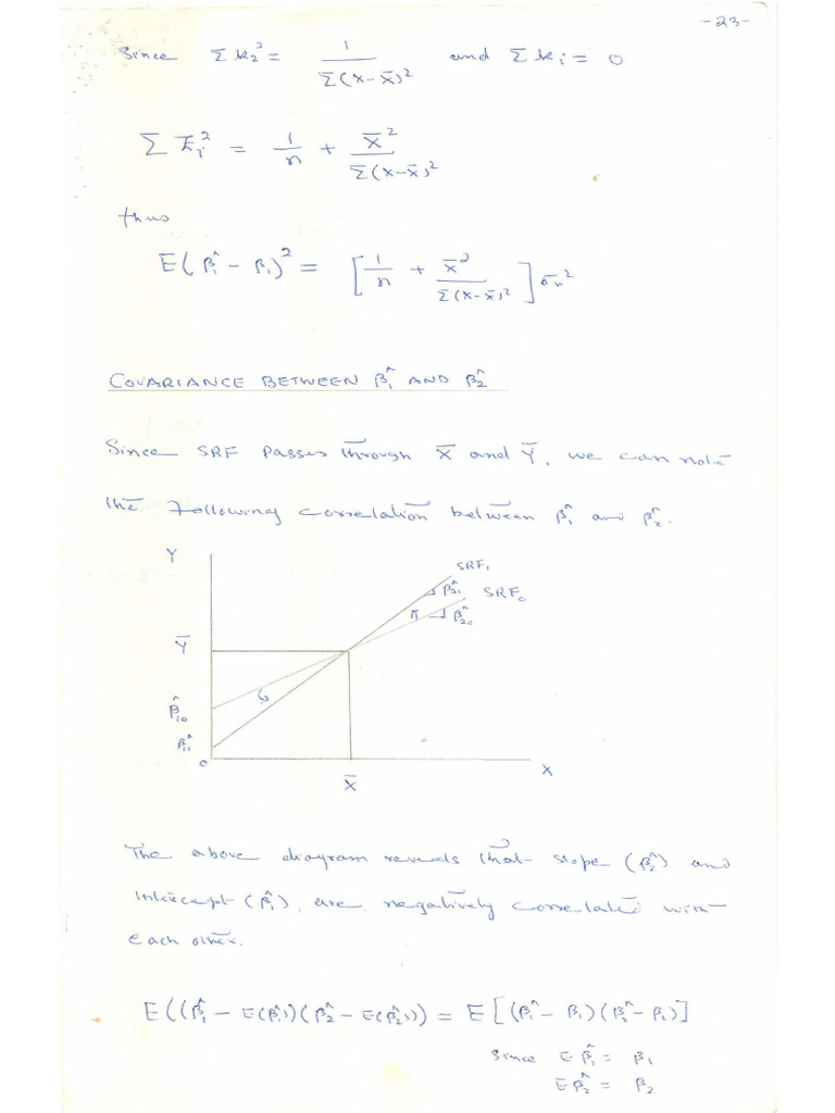 Econometrics Class Notes Covariance | PDF