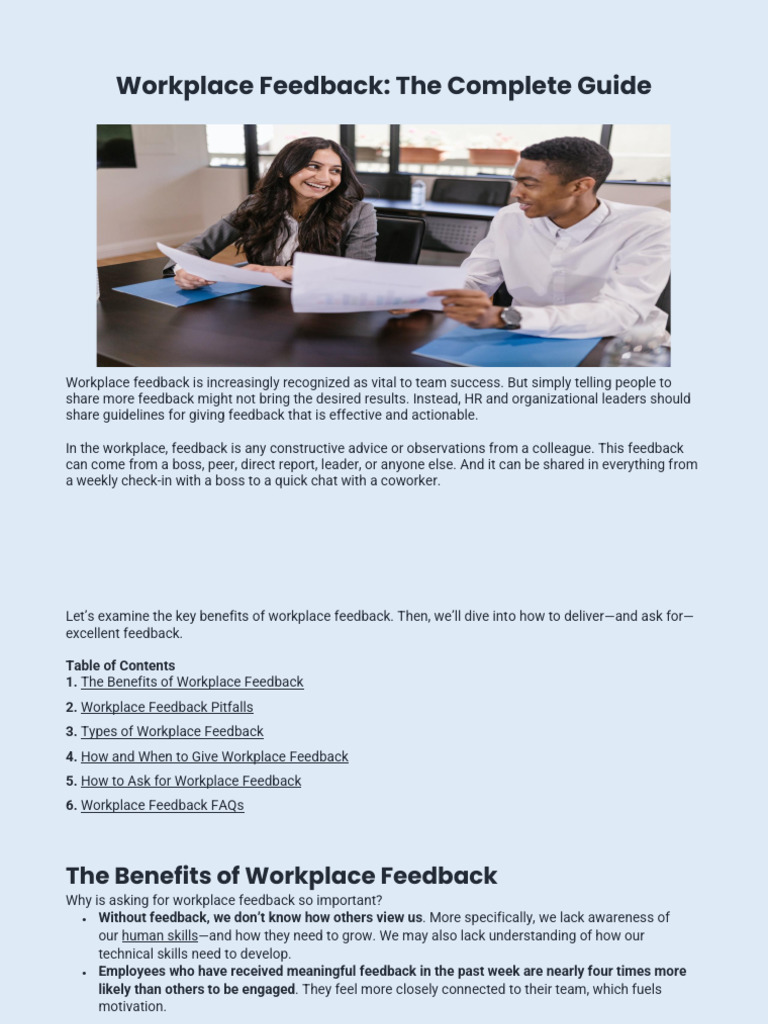 Workplace Feedback - The Complete Guide | PDF