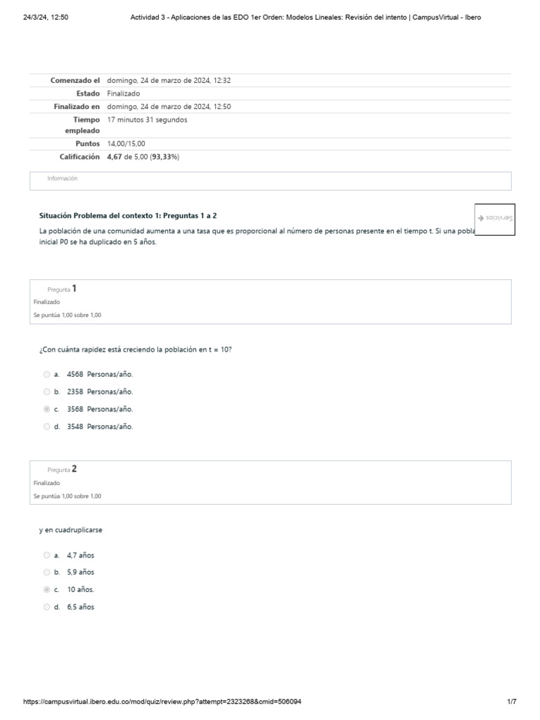 Actividad 3 - Aplicaciones de Las EDO 1er Orden - Modelos Lineales - Revisión Del Intento ...