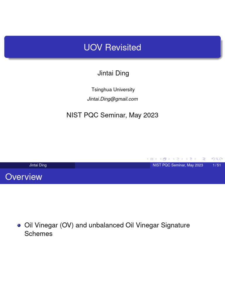 Oil Vinegar Signature Schemes Overview | PDF | Matrix (Mathematics ...