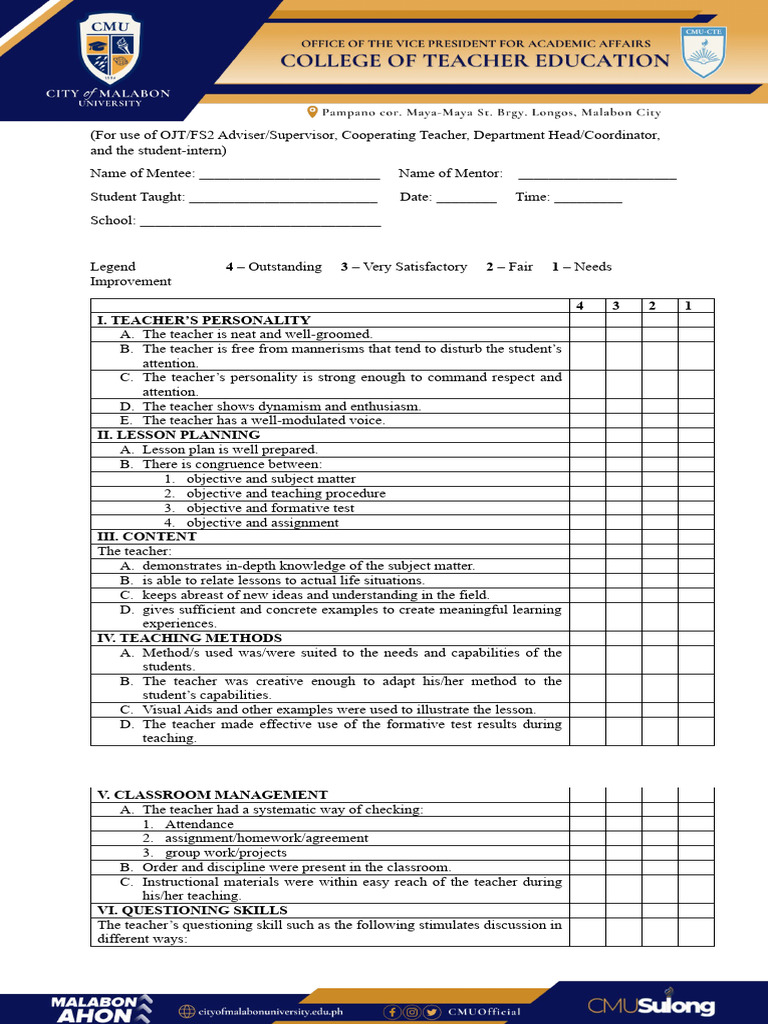 Demonstration Teaching Tool | PDF | Teachers | Mentorship