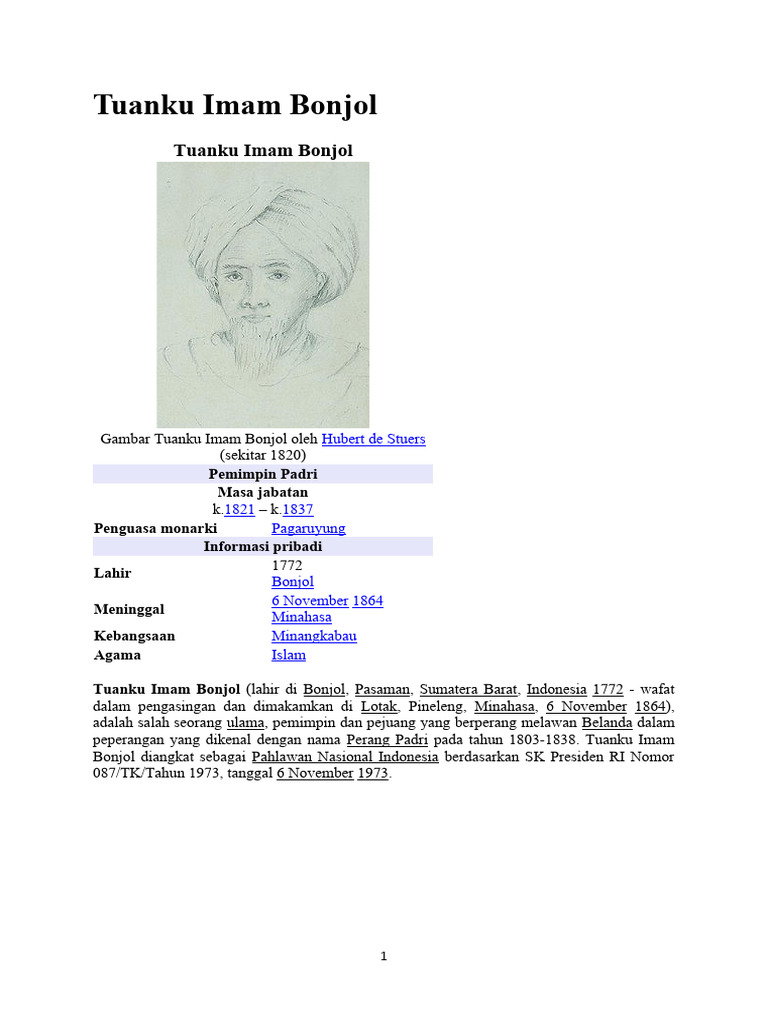 Tuanku Imam Bonjol | PDF