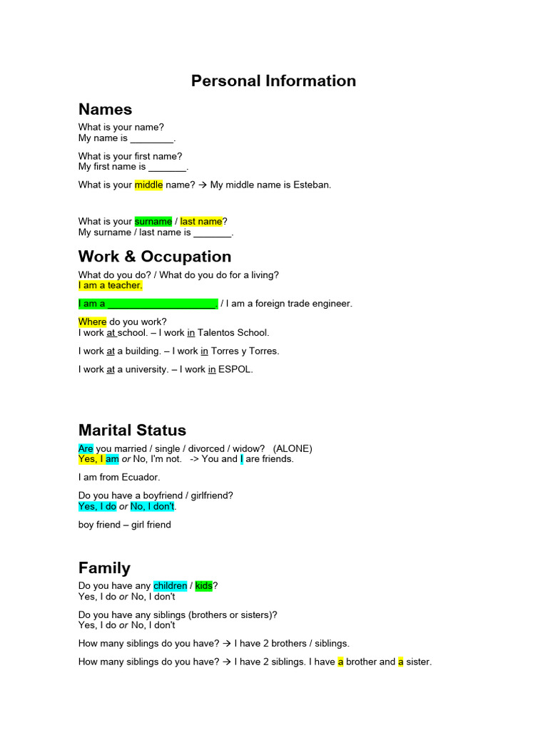 Personal Information | PDF