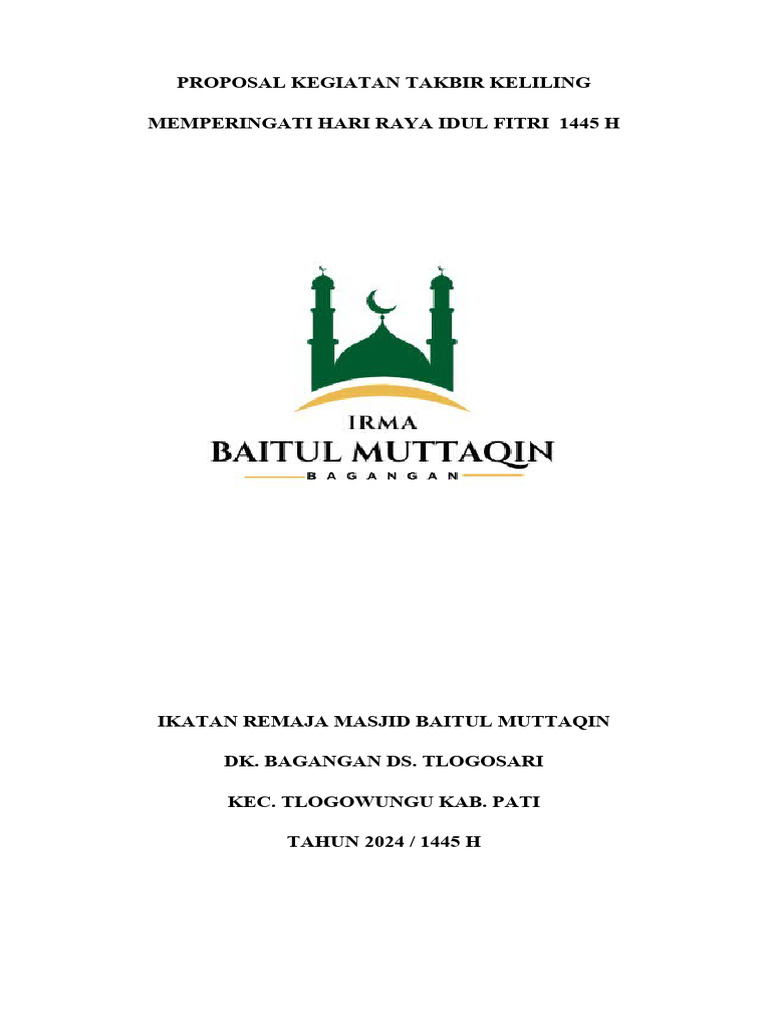 Proposal Kegiatan Takbir Keliling | PDF