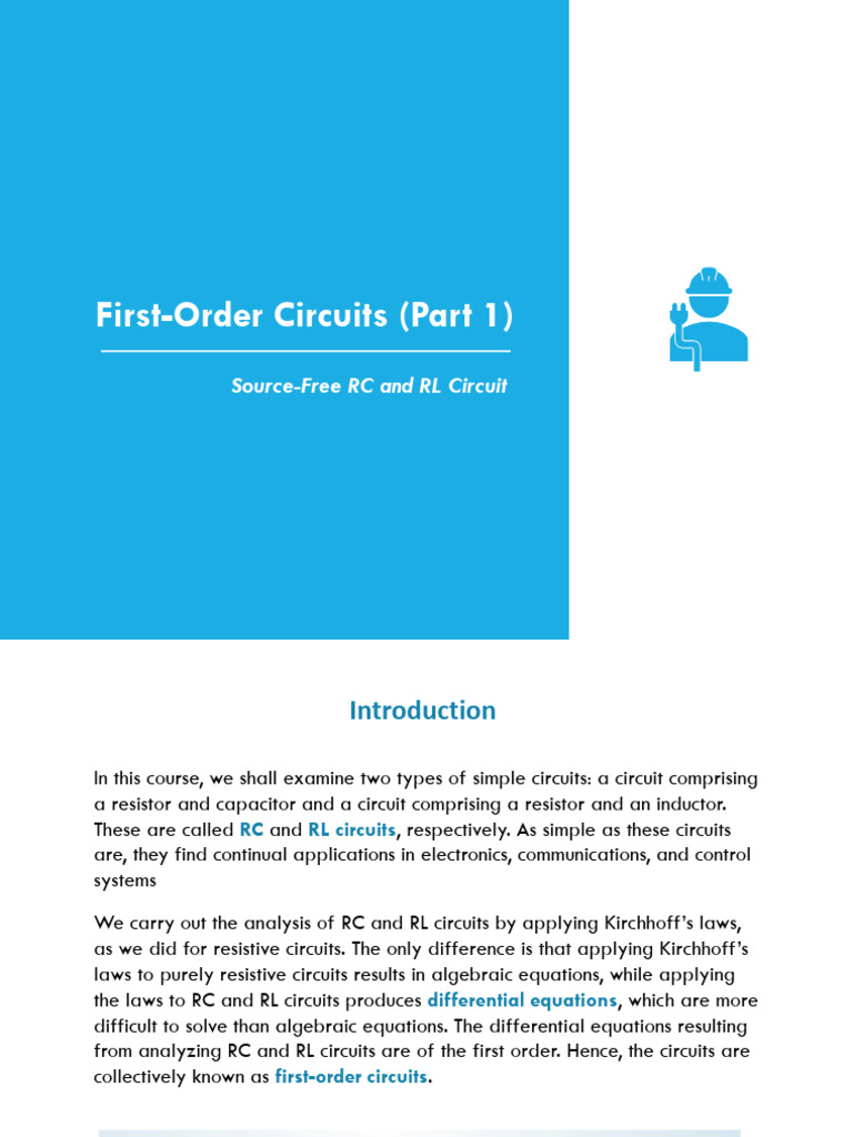 DC CIRCUITS - First Order Circuits (Part 1) | PDF | Electrical Network | Electrical Engineering