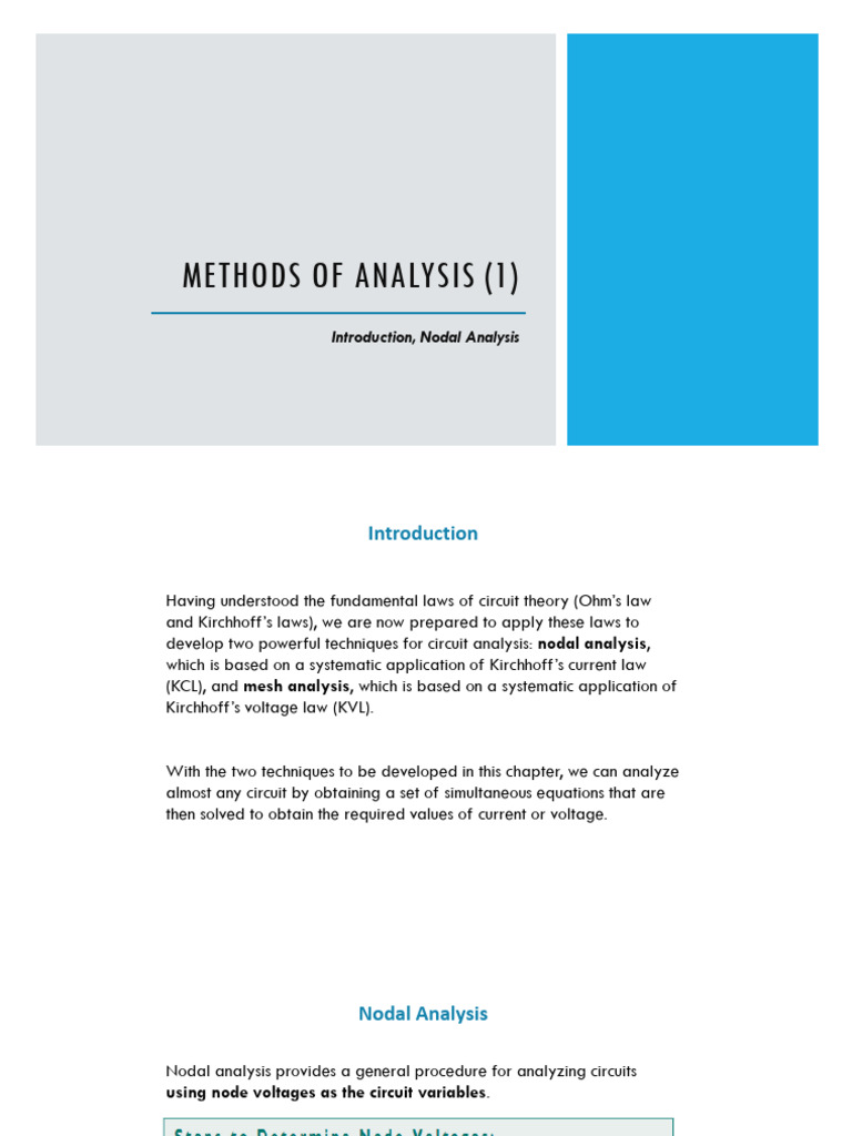 DC CIRCUITS - Methods of Analysis (Part 1) | PDF | Electrical Network | Network Analysis ...