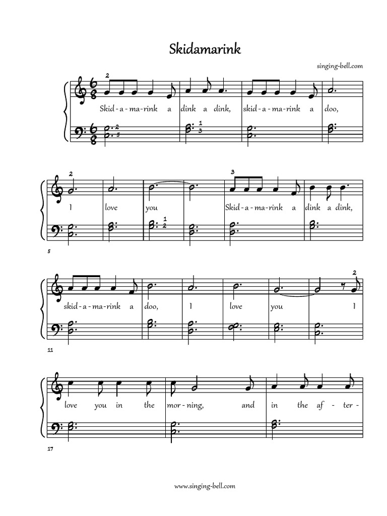 Skidamarink Lyrics and Piano Notes | PDF