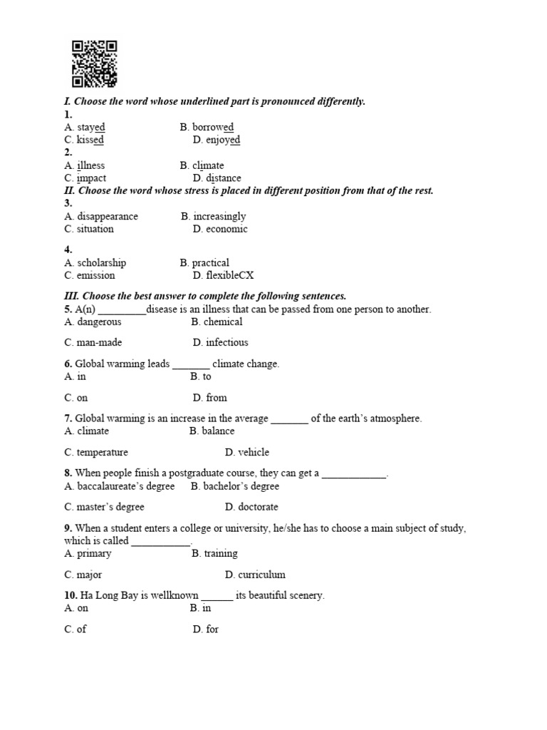 English Pronunciation and Grammar Test | PDF | Tropical Cyclones ...