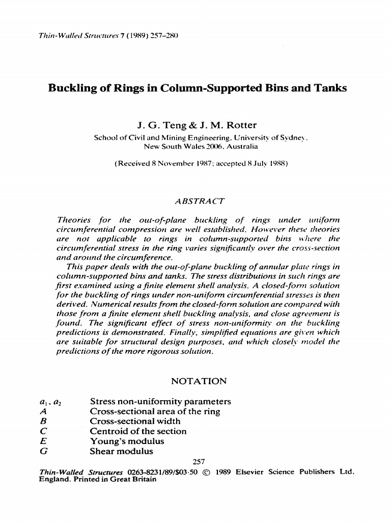 Buckling of Rings in Column-Supported Bins and Tanks - JG Teng & JM ...