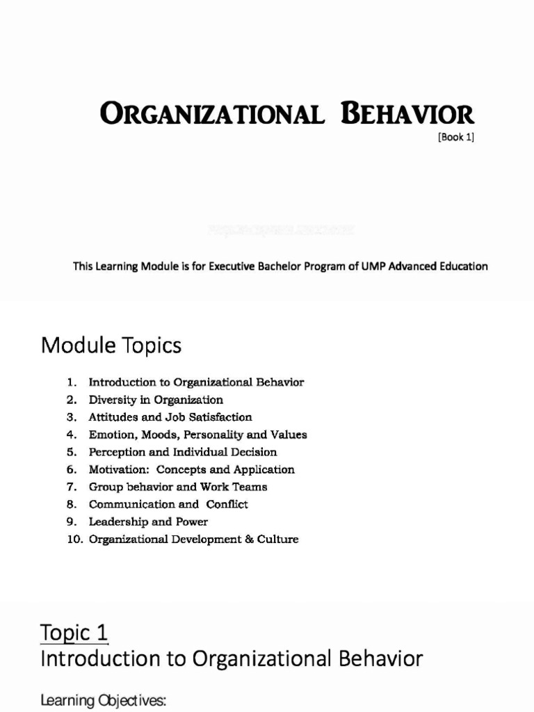 Note Ebpmog - Organization Behavior - Chapter 1 | PDF | Organizational Behavior | Behavior