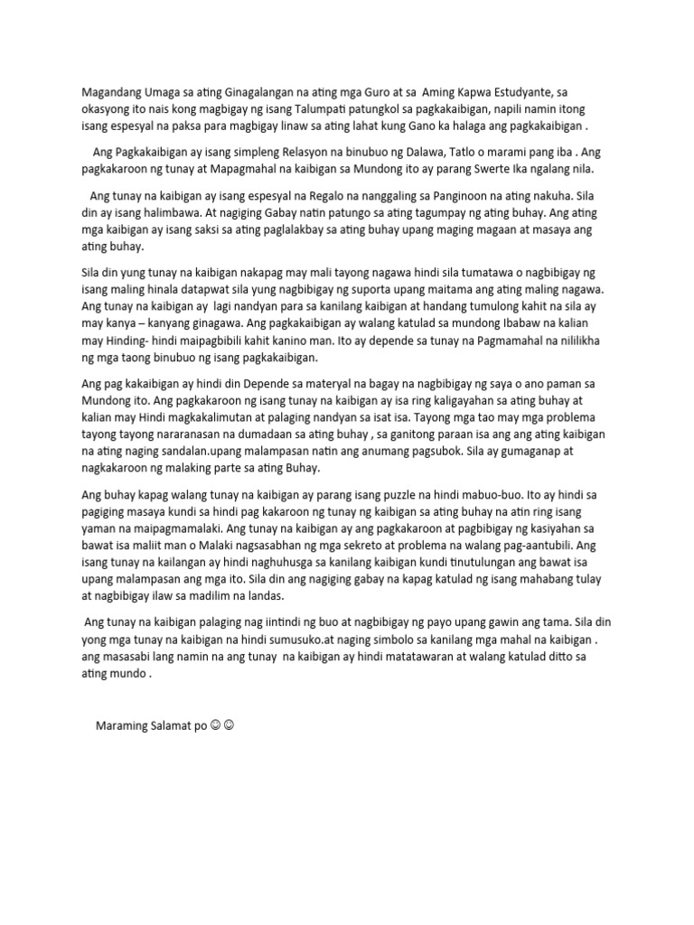 Speech Friendship | PDF