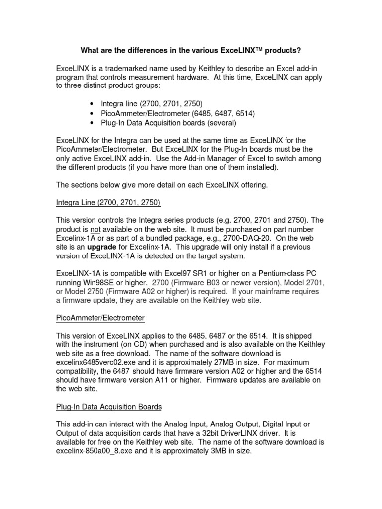 Various Exce LINX | PDF | Plug In (Computing) | Classes Of Computers