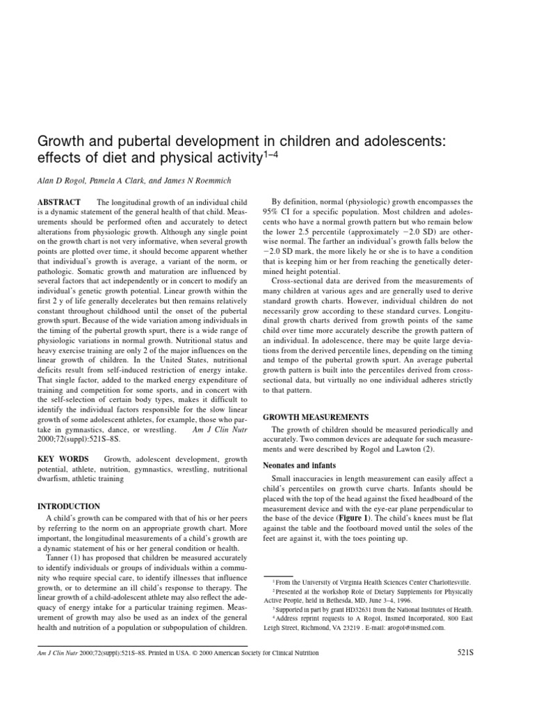 Growth and Pubertal Development in Children and Adolescents: Effects of Diet and Physical ...