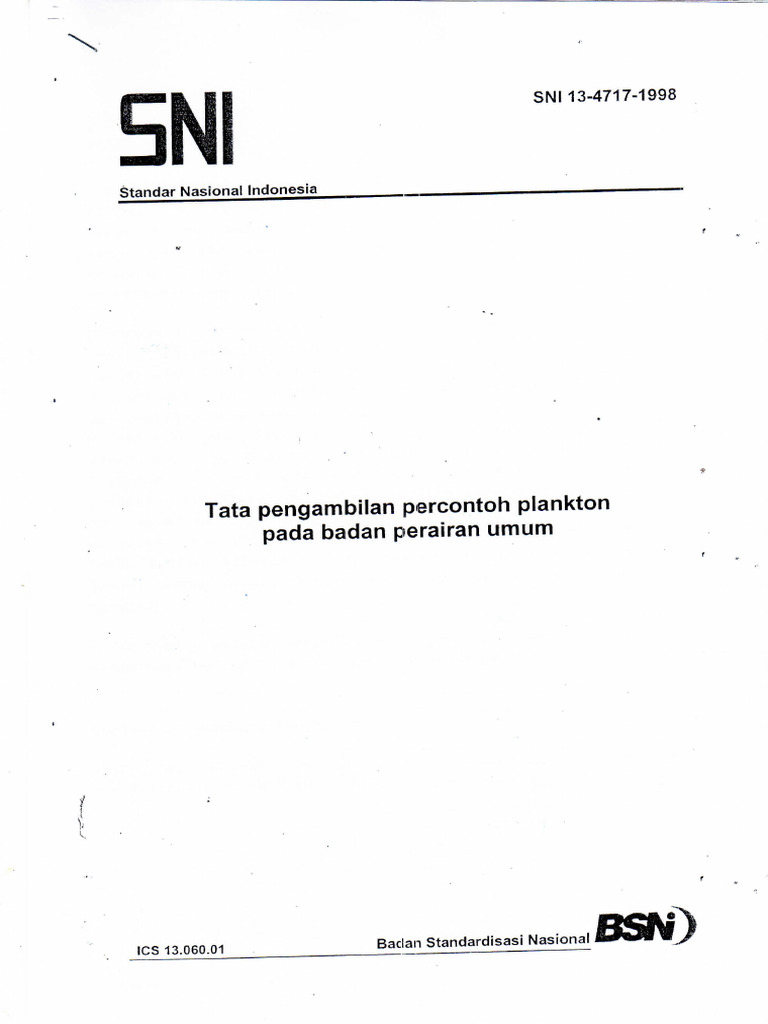 SNI Teknik Sampling Plankton | PDF