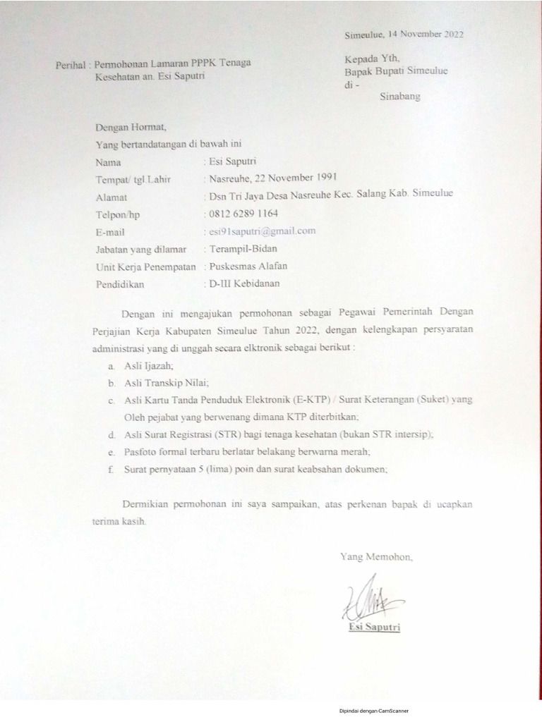 Permohonan Esi | PDF