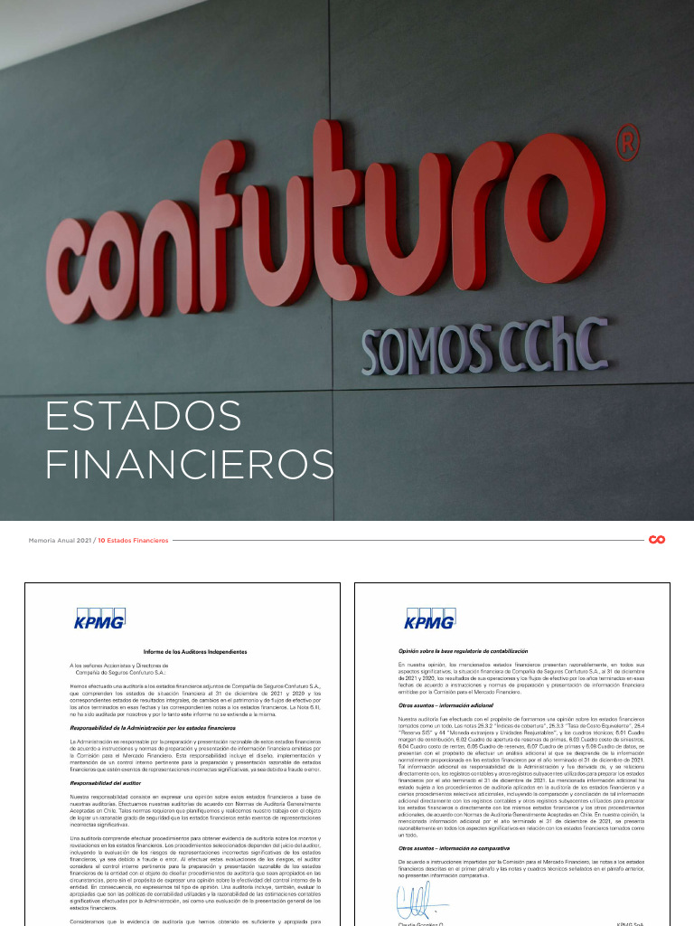 Estados Financieros Confuturo 2021 | PDF | Seguro | Reaseguro