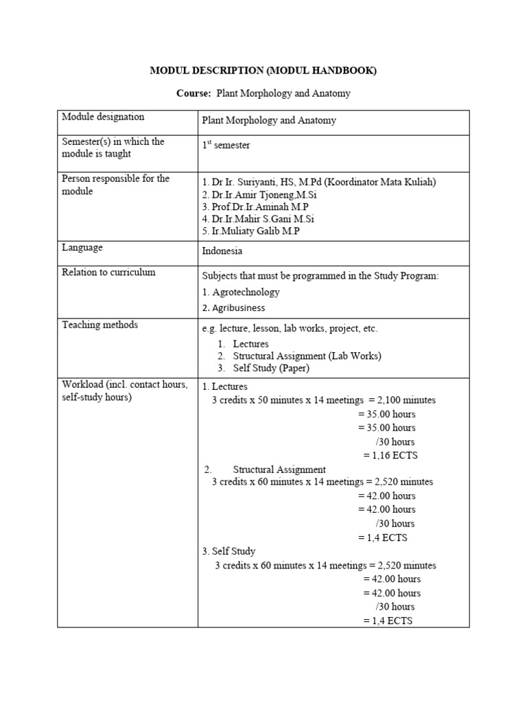 Modul Description Morfologi&Anatomi Tan | PDF | Science & Mathematics