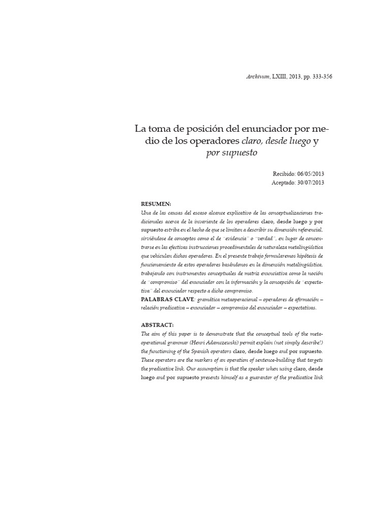 Inmaculada Solis Garcia - La Toma de Posicion Del Enunciador Por Medio ...