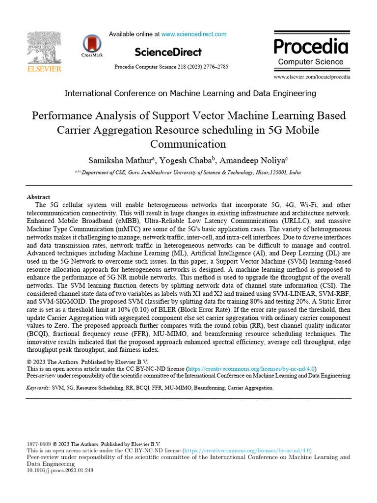 Performance Analysis of Support Vector Machine Learning Based | PDF | Machine Learning ...