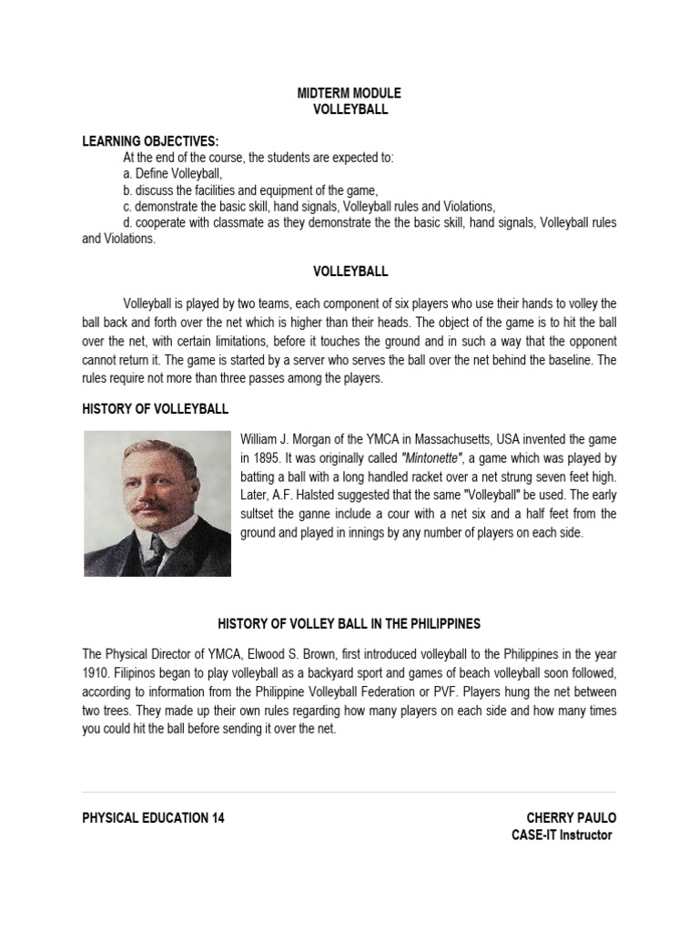 Pe 4 Midterm Module | PDF | Volleyball | Sports