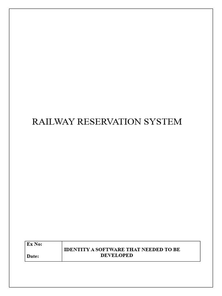 Railway Reservation System | PDF | Use Case | Class (Computer Programming)