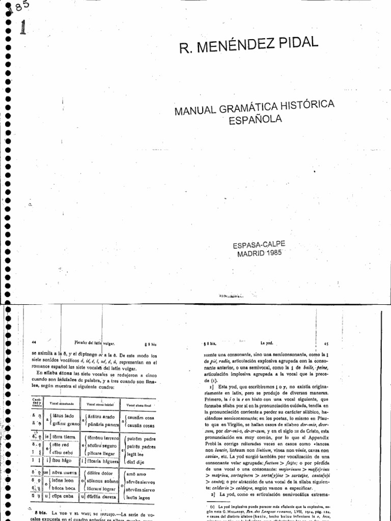MENÉNDEZ PIDAL - Manual de Gram. Hist. - La Yod | PDF