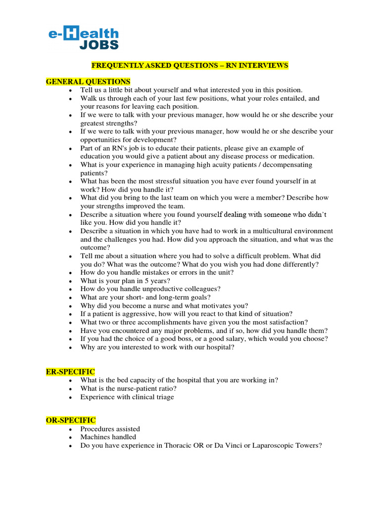 Sample Interview Questions | PDF | Patient | Hospital