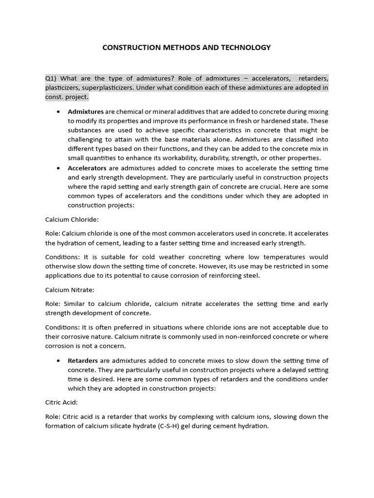 Construction Methods and Technology | PDF | Concrete | Reinforced Concrete