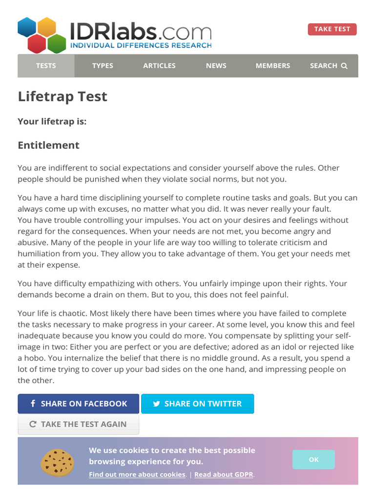 Lifetrap Test - Individual Differences Research Labs | PDF | Social ...