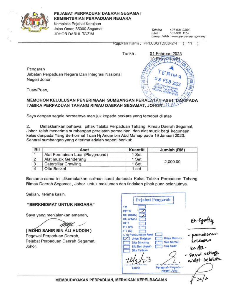 Permohonan Kelulusan Aset Sumbangan - CTH | PDF