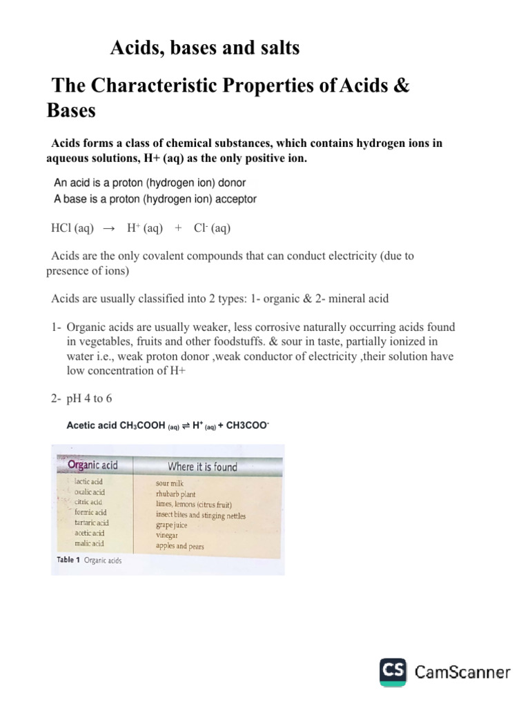 Acids Bases and Salts Notes | PDF | Acid | Hydroxide