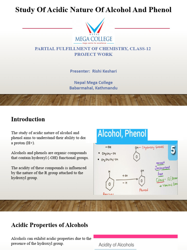 Study-Of-Acidic-Nature-Of-Alcohol-And-Phenol | PDF | Phenols | Chemical Reactions