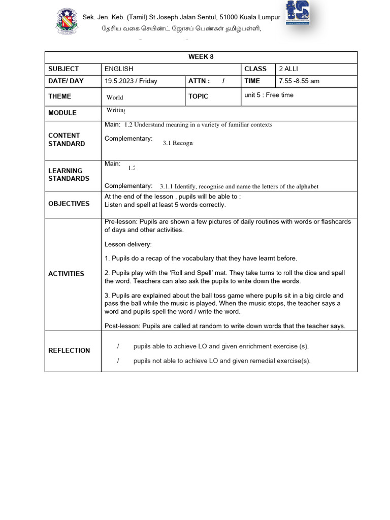 English Lesson Plans for Class 2 | PDF | Phonics | English Language