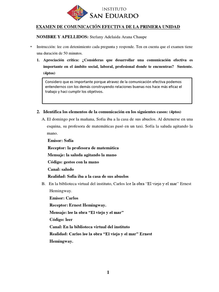 EXAMEN DE COMUNICACIÓN | PDF | Comunicación