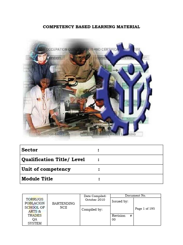 Bartending NCII Competency Module | PDF | Learning | Behavior Modification