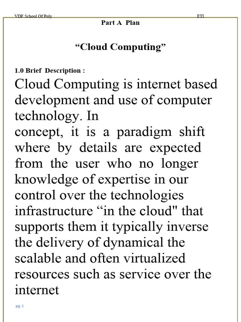 Part A Plan ETI | PDF | Cloud Computing | Virtualization
