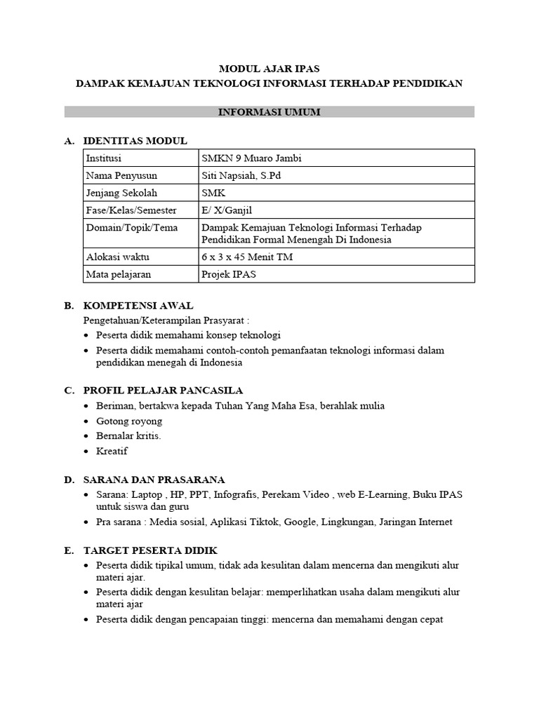 Project - Modul - Dampak Kemajuan Teknologi Informasi | PDF