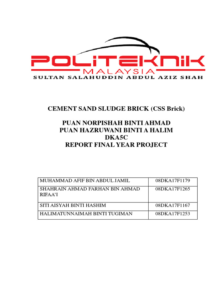 Cement Sand Sludge Brick (CSS Brick) | PDF
