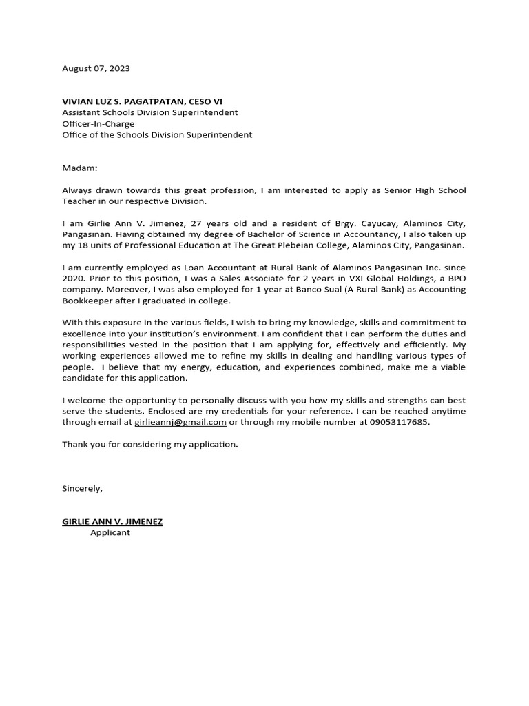 application letter-DepEd | PDF application letter-DepEd | PDF