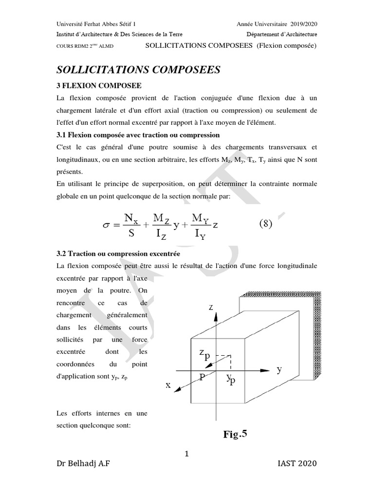Soloution Composees Flexion Composee | PDF | Flexion (matériau) | Résistance des matériaux