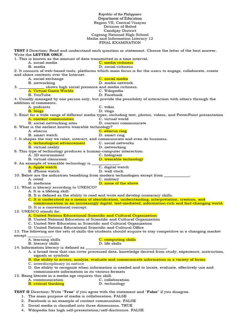 MIL Final Examination | PDF | Mass Media | Social Media