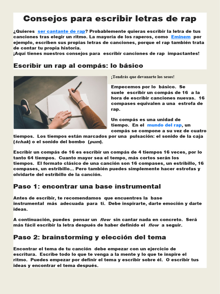 Consejos Para Escribir Letras de Rap | PDF