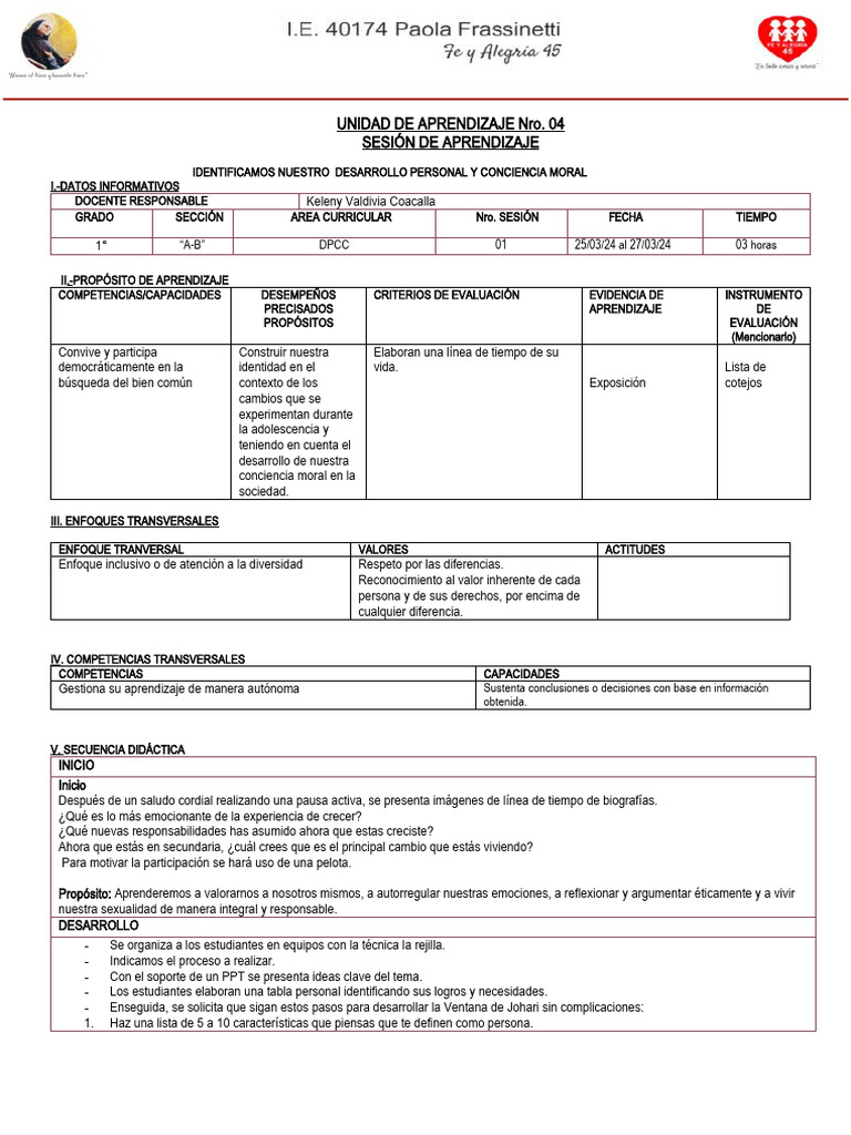 1° A-B Sesión 04 DPCC | PDF