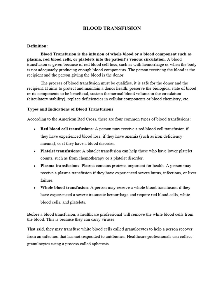BLOOD TRANSFUSION | PDF | Blood Transfusion | Blood