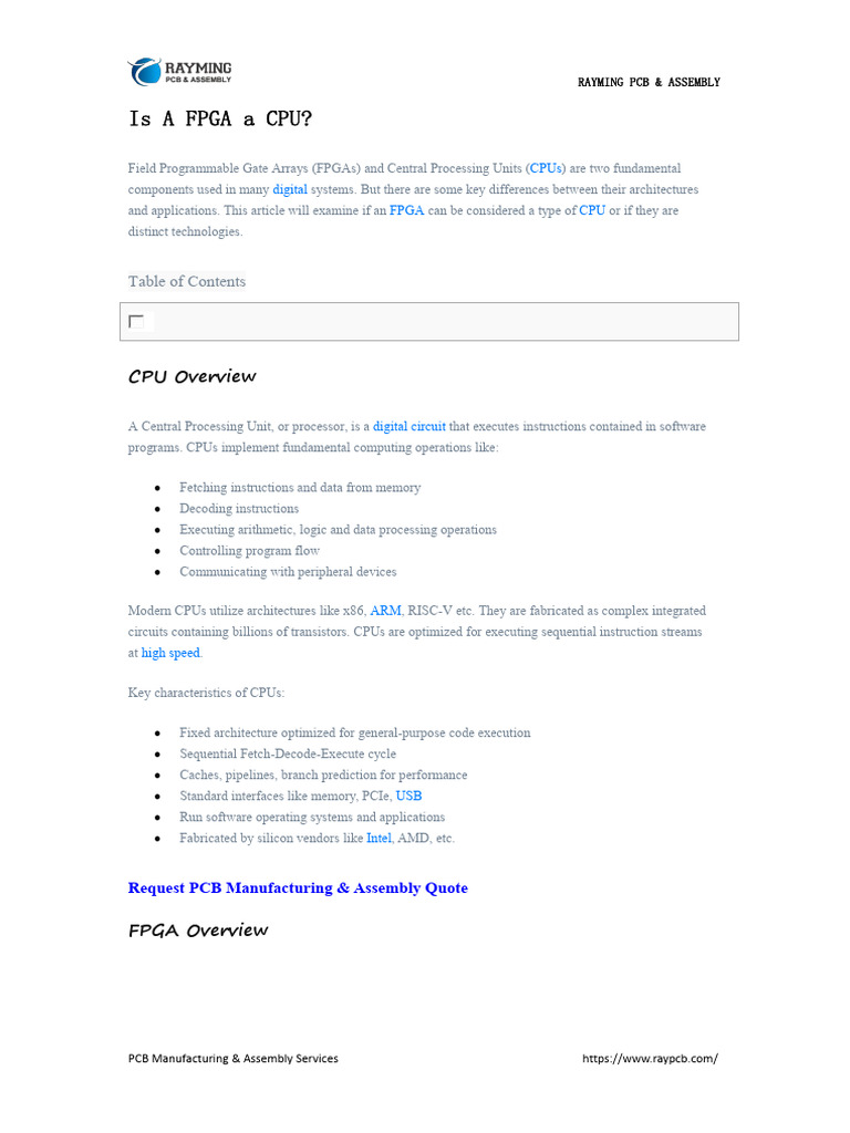 Is A FPGA A CPU | PDF | Field Programmable Gate Array | Central Processing Unit