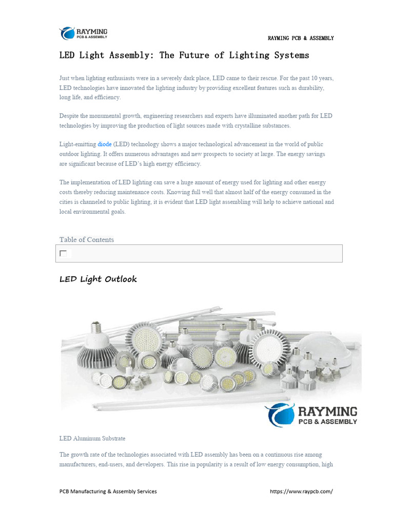 LED Light Assembly the Future of Lighting Systems | PDF | Printed Circuit Board | Light Emitting ...