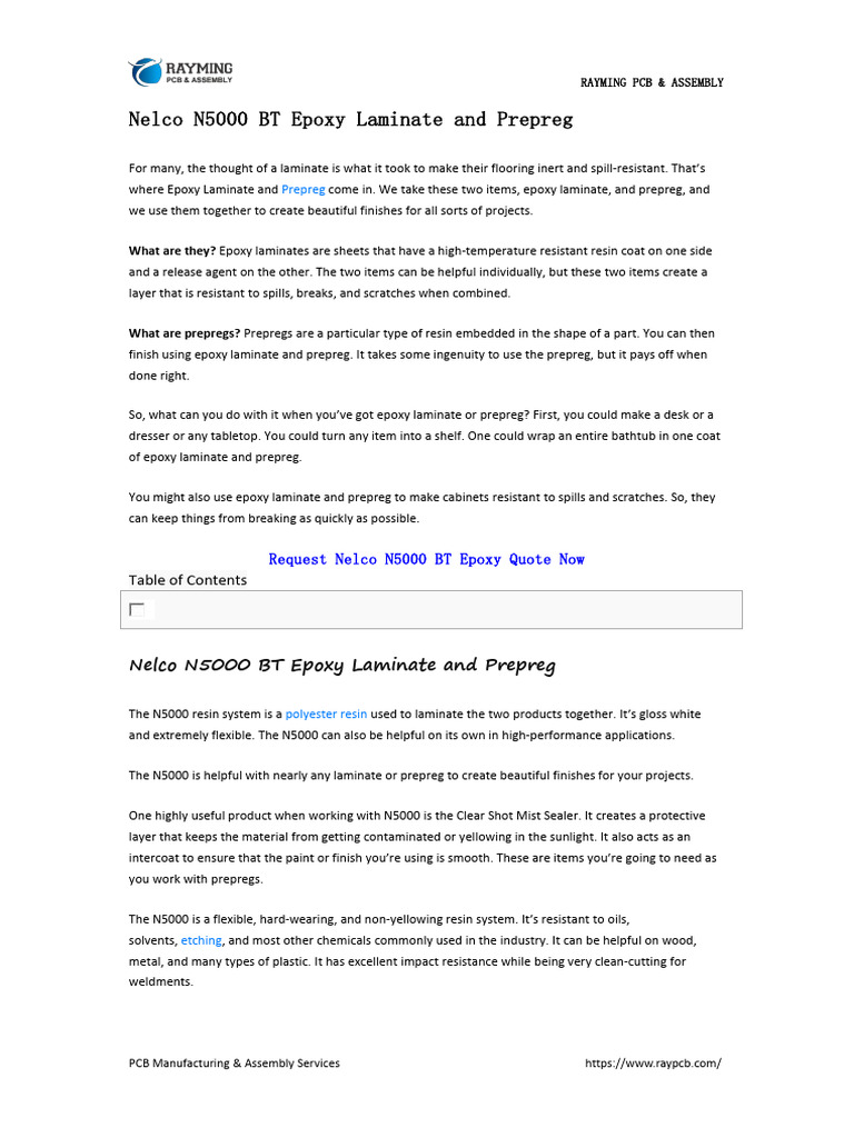 Nelco N5000 BT Epoxy Laminate and Prepreg | PDF | Printed Circuit Board ...