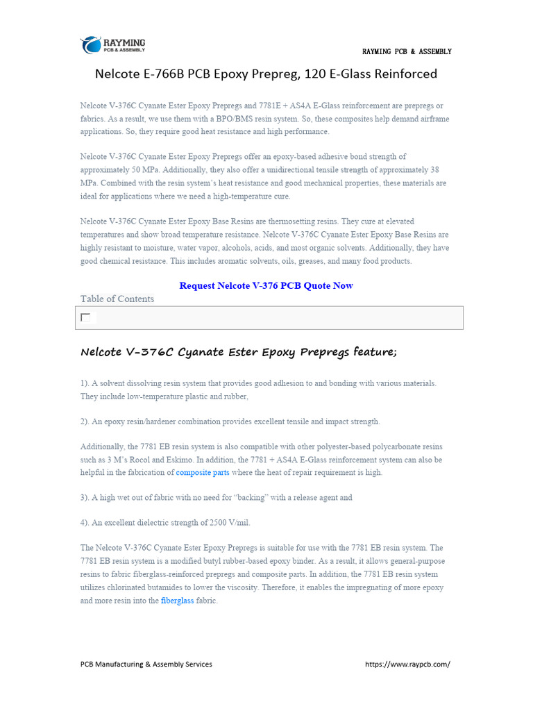 Nelcote E-766B PCB Epoxy Prepreg, 120 E-Glass Reinforced | PDF | Epoxy ...