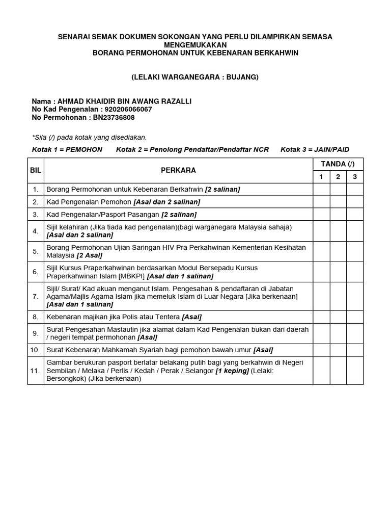 BNO - Senaraisemak (L) | PDF