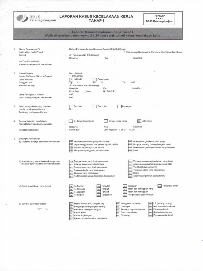 Form JKK Tahap 1 Harry | PDF